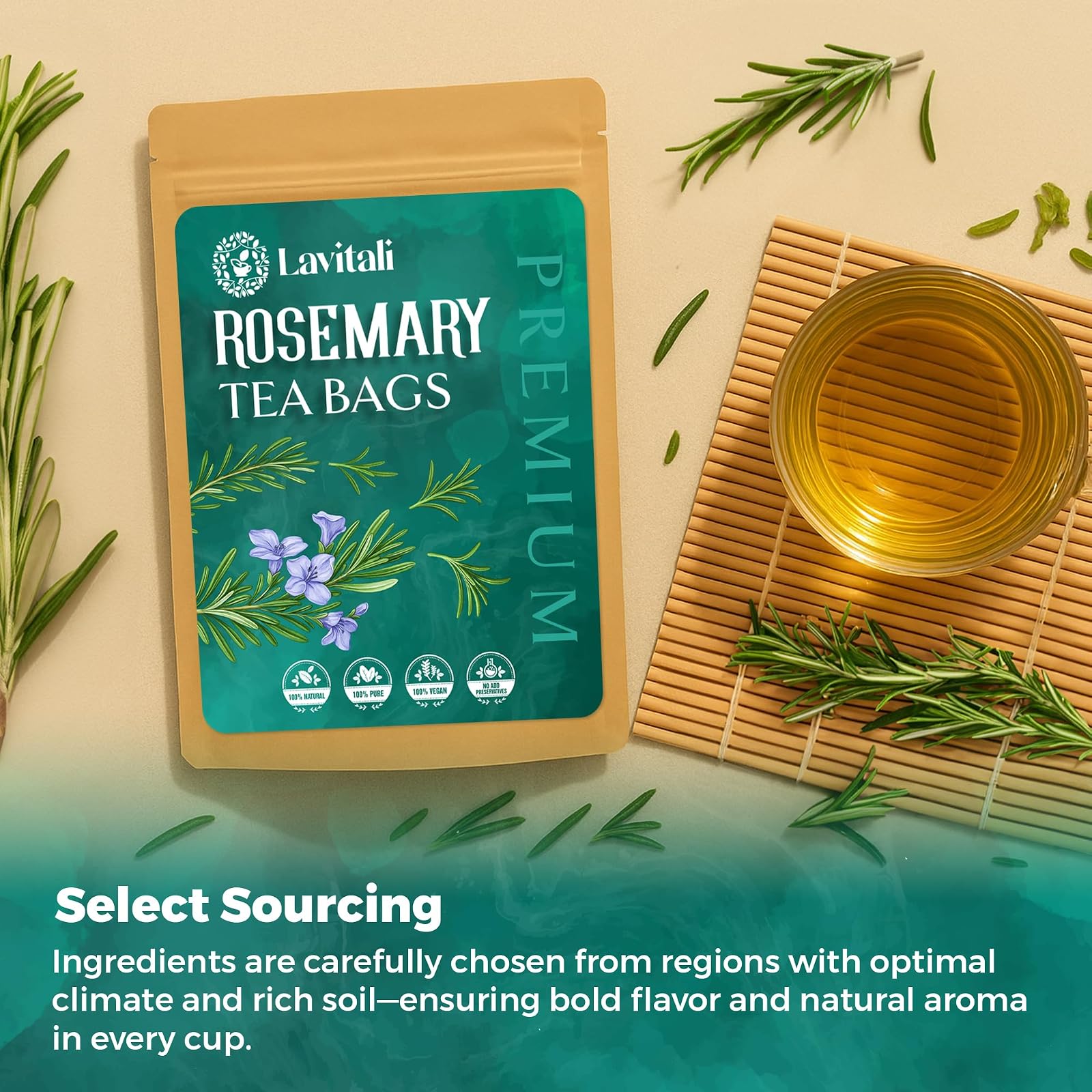 refreshing rosemary leaves tea bags
