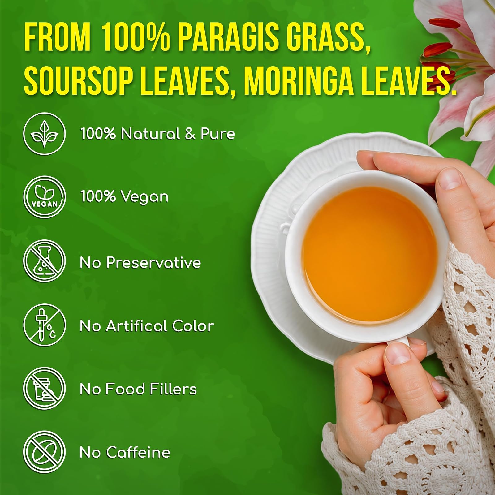 Refreshing soursop moringa tea infusion