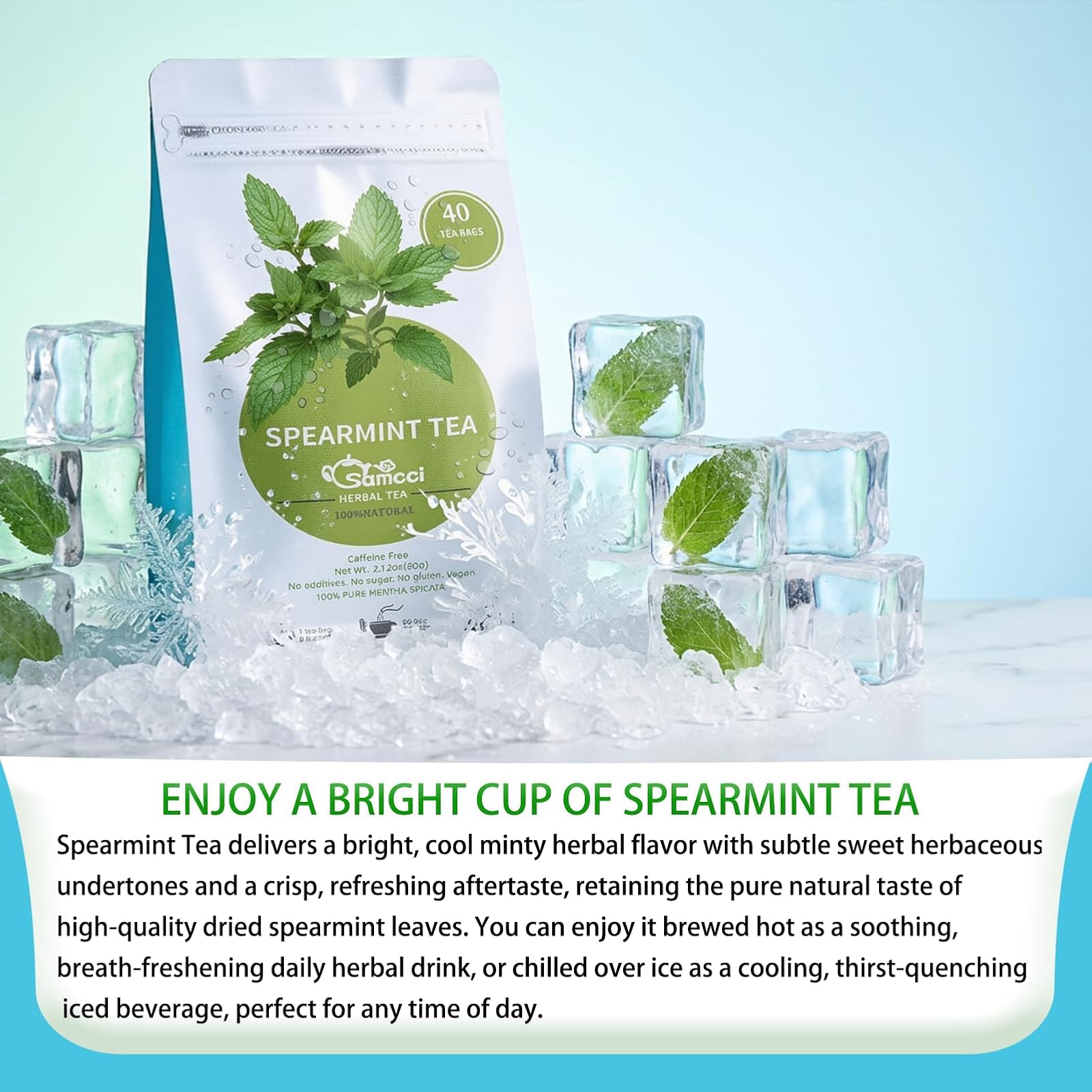 refreshing spearmint herbal tea bags