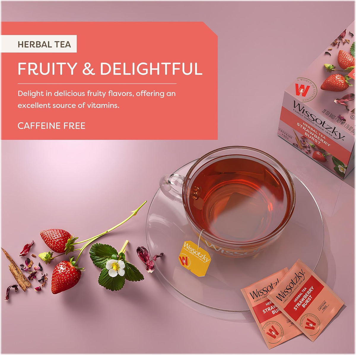 refreshing strawberry burst herbal tea bags
