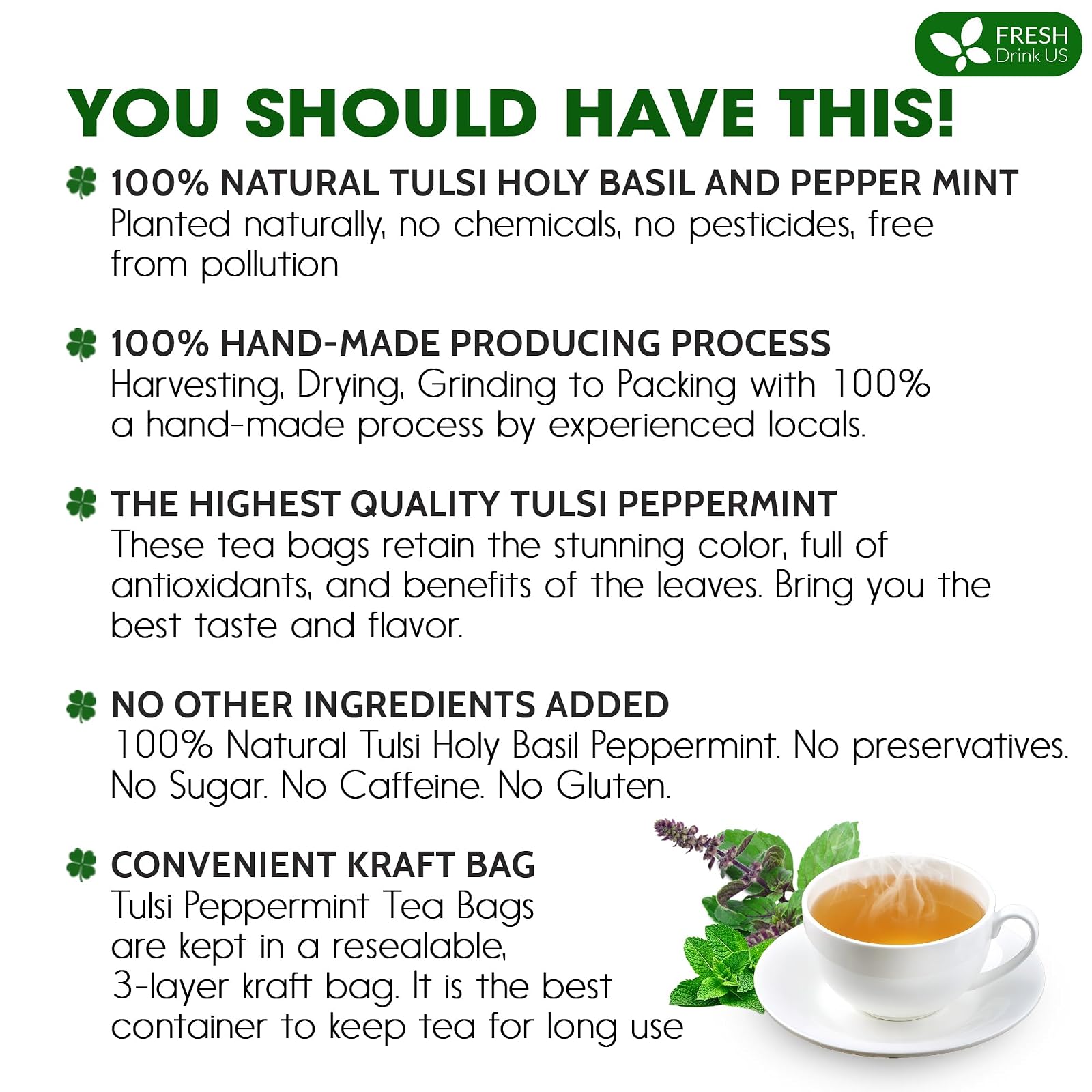 refreshing Tulsi peppermint herbal tea