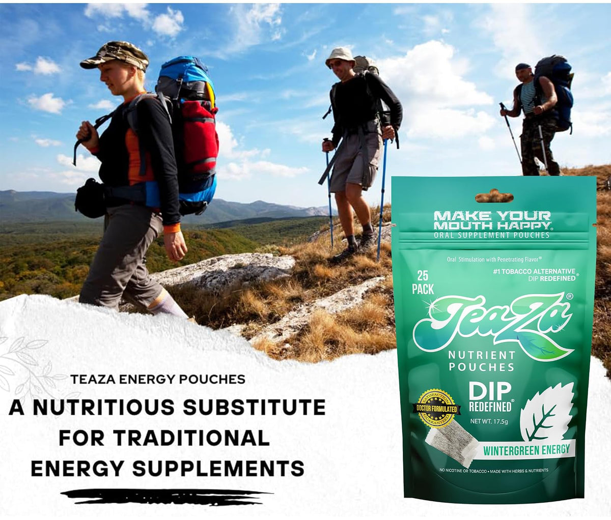 Refreshing Wintergreen energy pouches