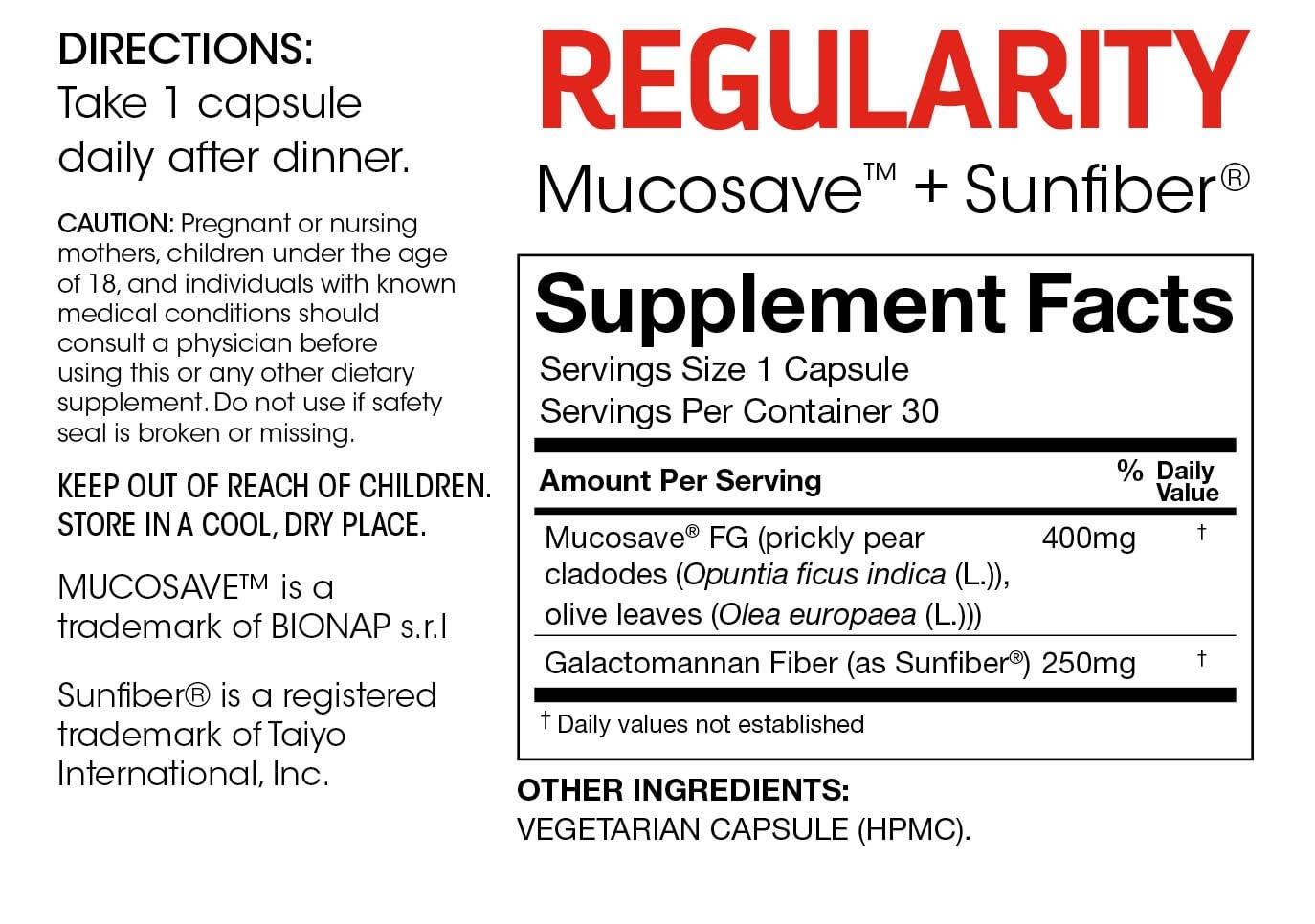 Regularity supplement for digestive health