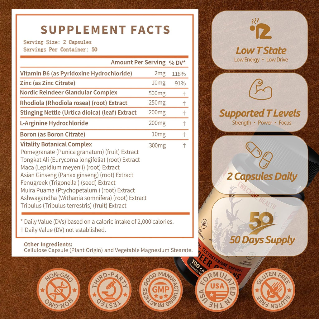 Reindeer supplement for athletic recovery