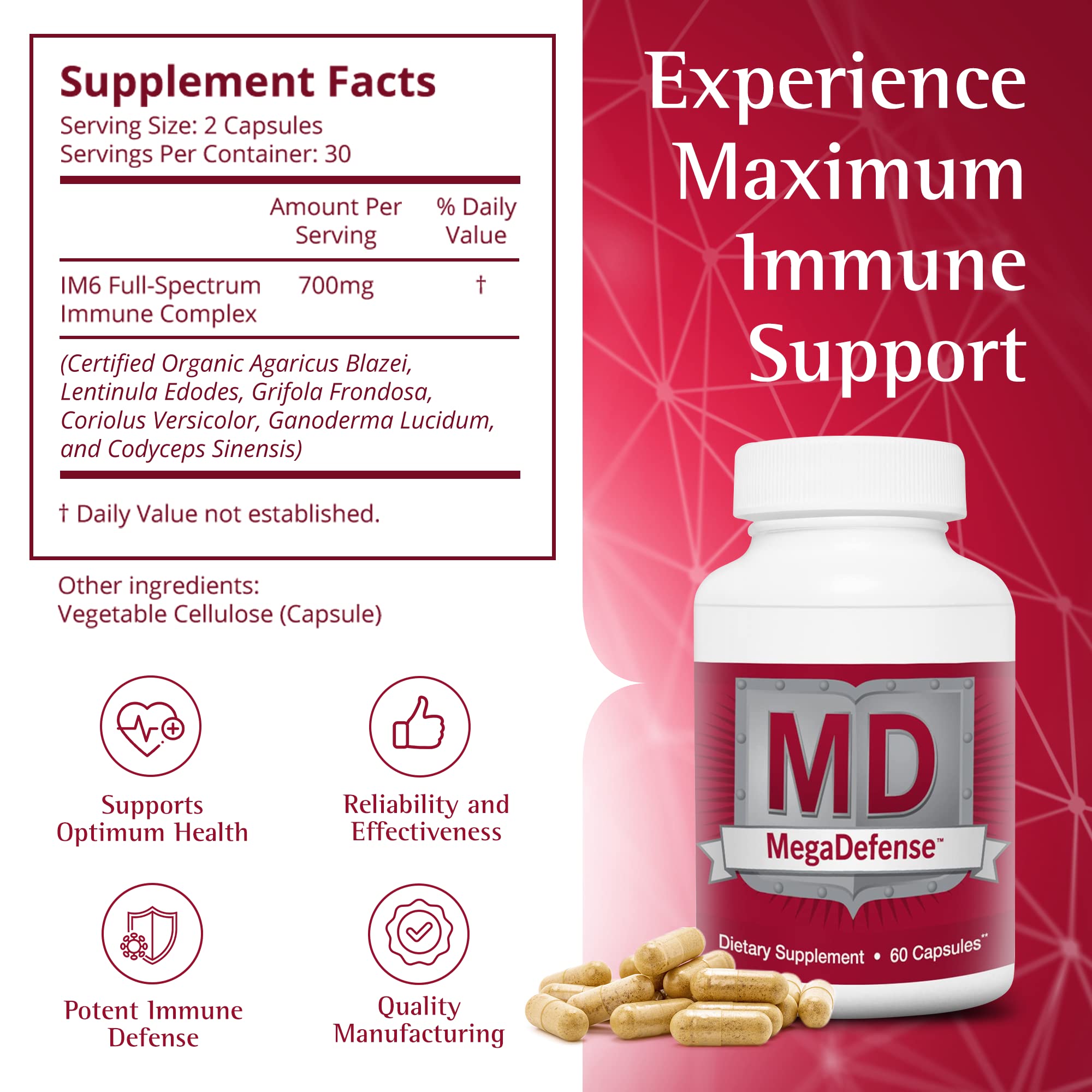 Reishi and cordyceps mushroom capsules