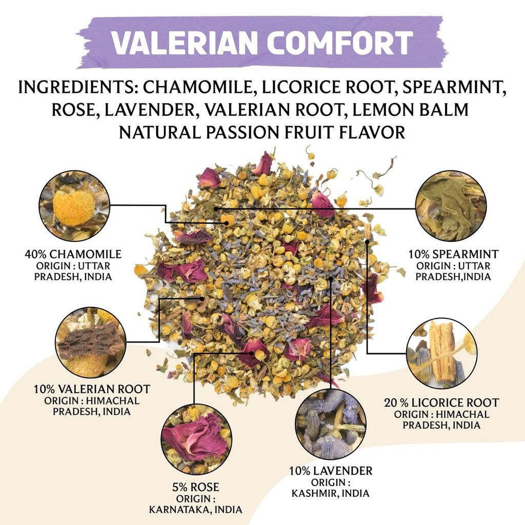 relaxing BREWIX Valerian Comfort Tea for sleep