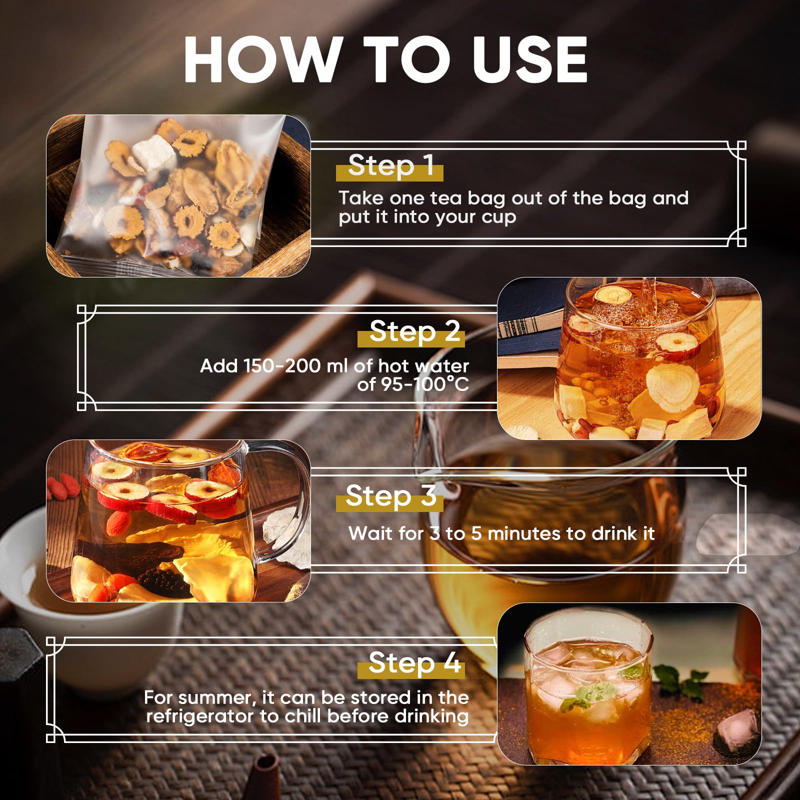 Relaxing chamomile and ginseng tea