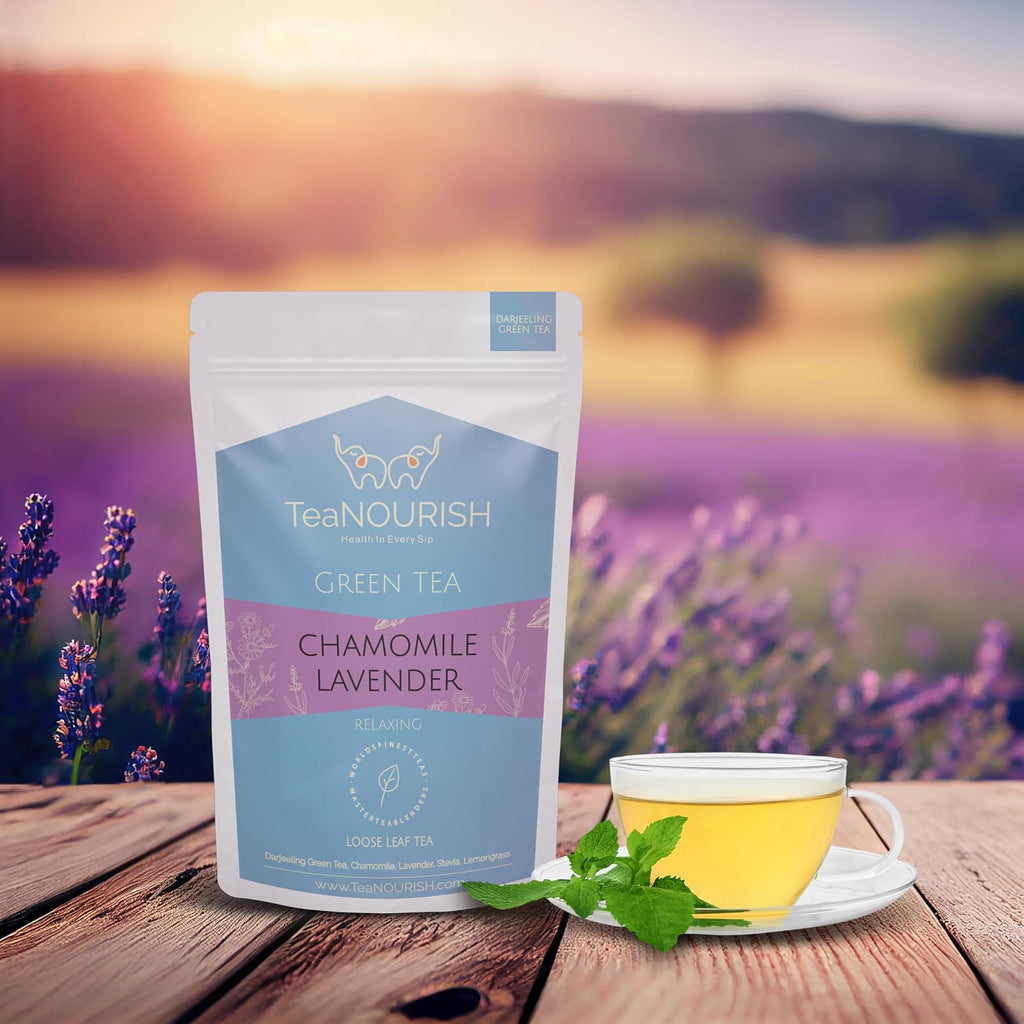 relaxing chamomile lavender green tea