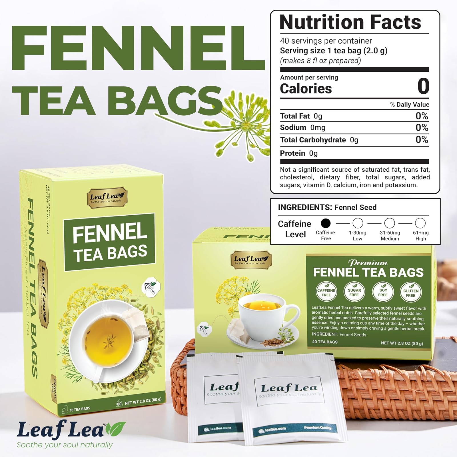 relaxing fennel herbal tea bags