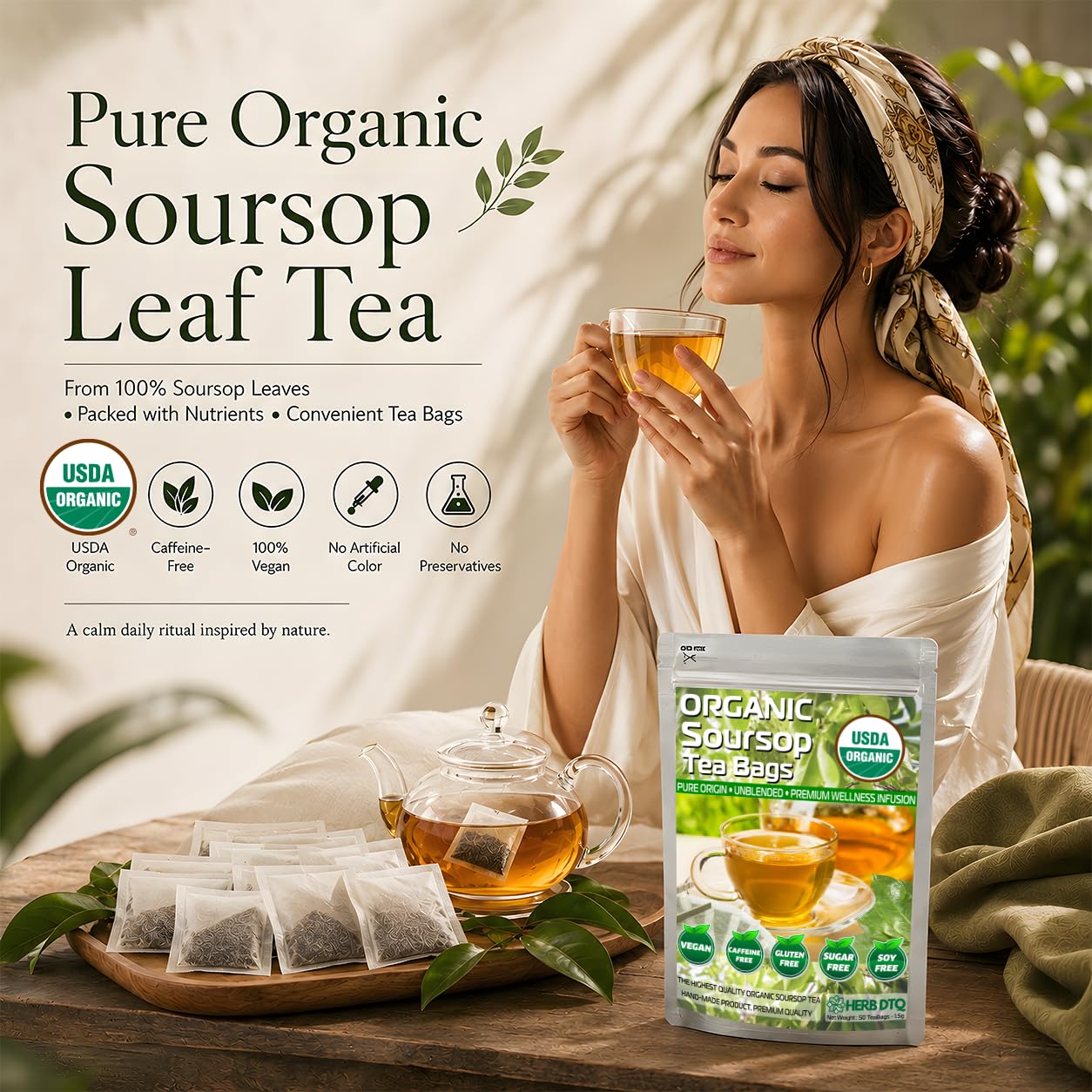 relaxing herbal infusion with soursop