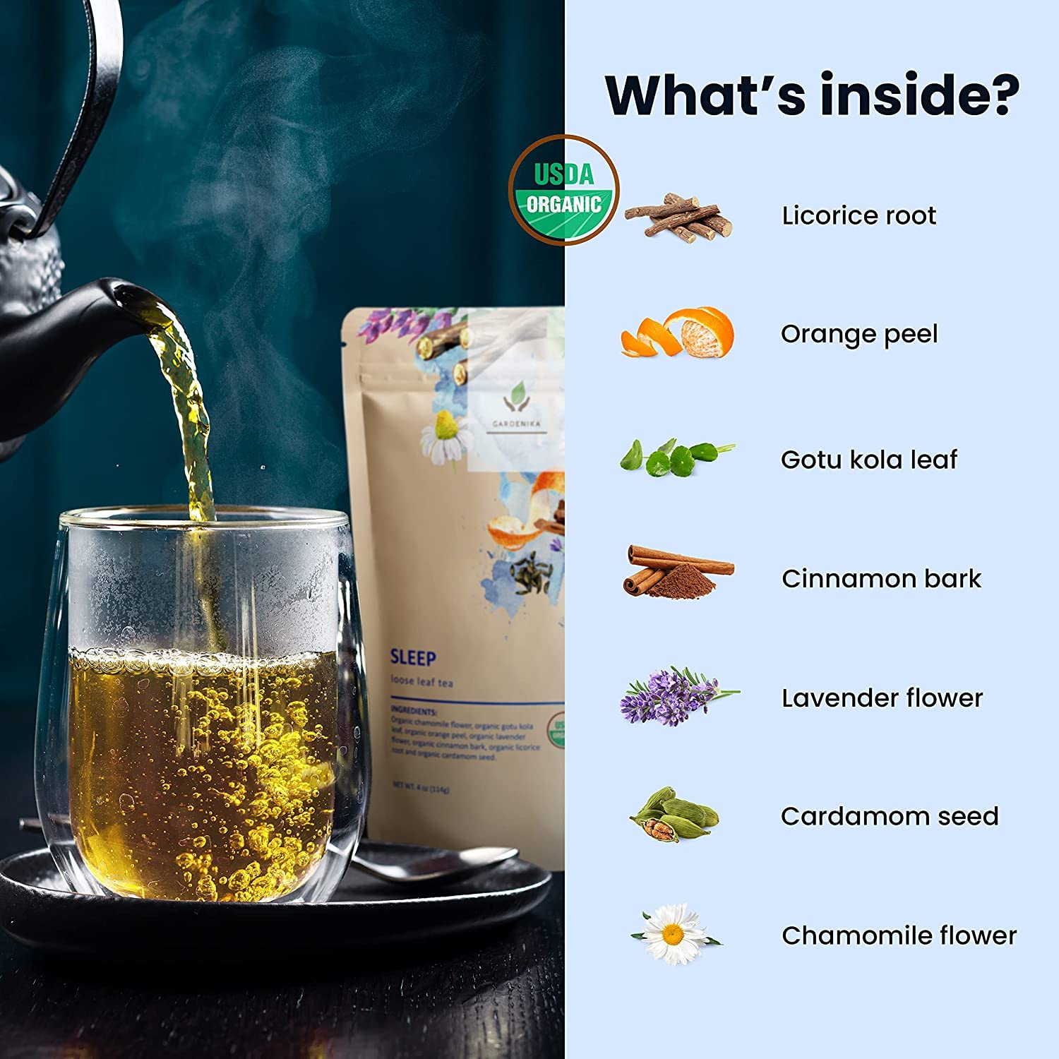 Relaxing organic tea for bedtime