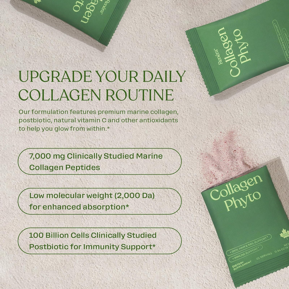 Renéra collagen packets for convenience