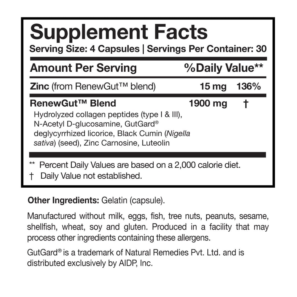 RenewGut capsules for digestive comfort