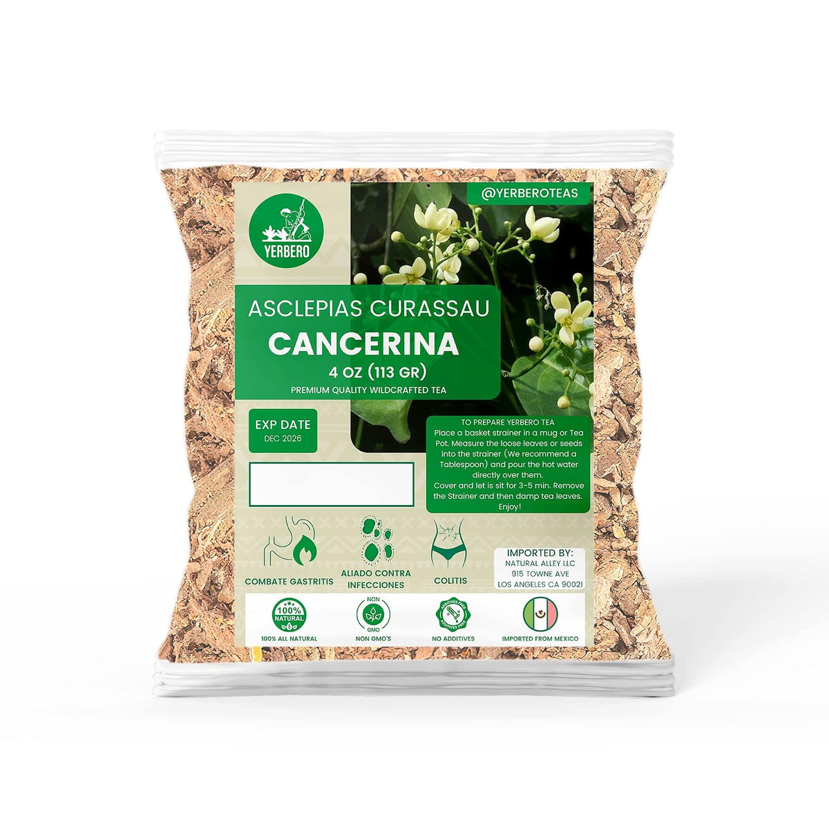 Resealable bag of Cancerina tea