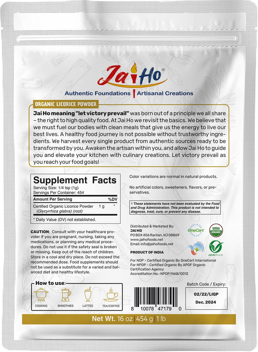 resealable pouch licorice root storage
