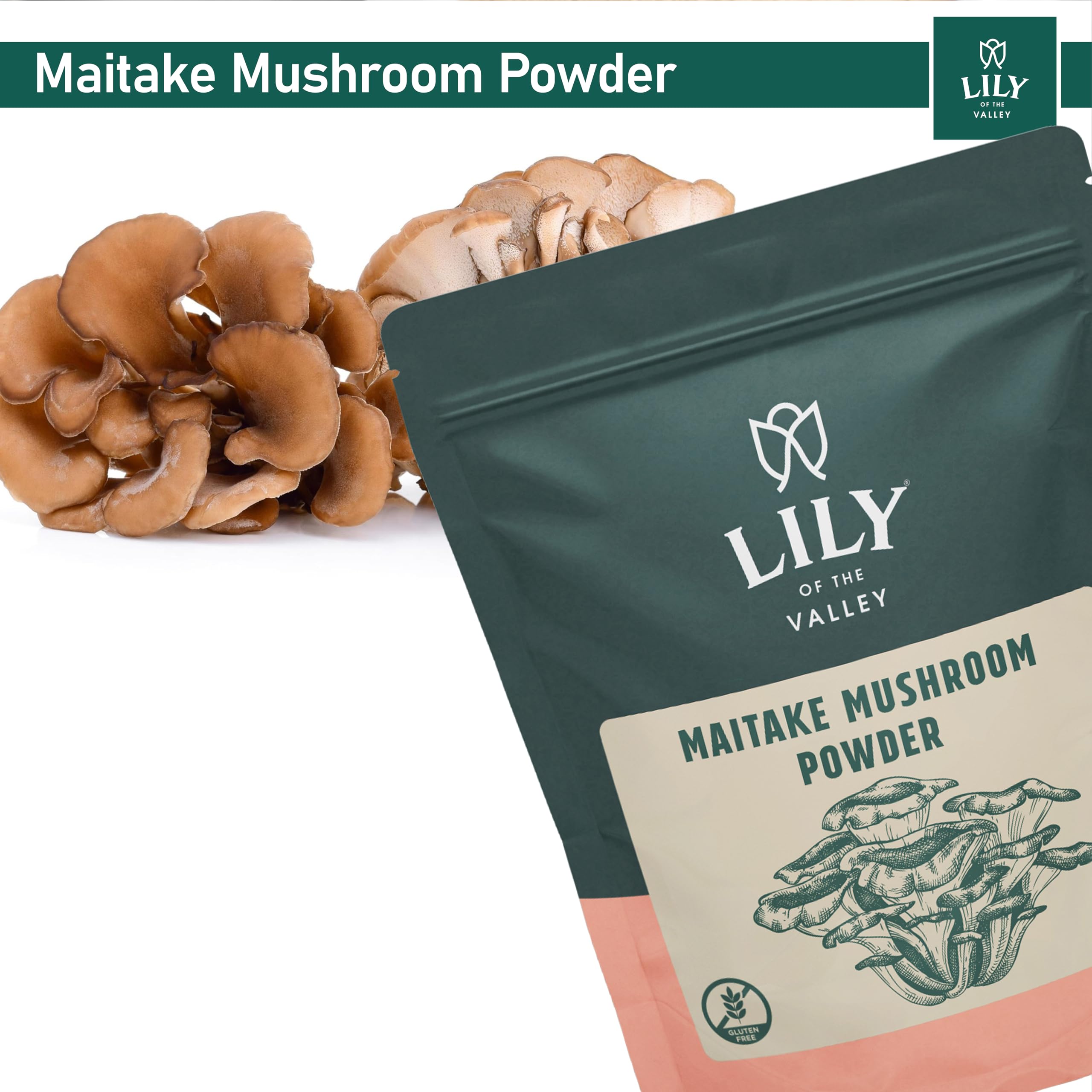 Resealable pouch Maitake mushroom supplement