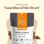 Resealable pouch of Arjuna bark powder