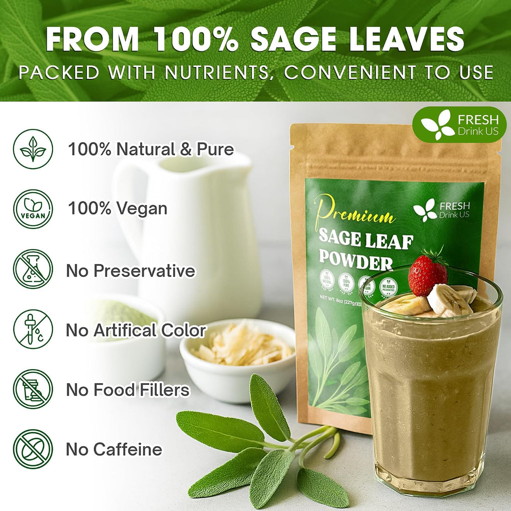 Resealable pouch sage leaf powder