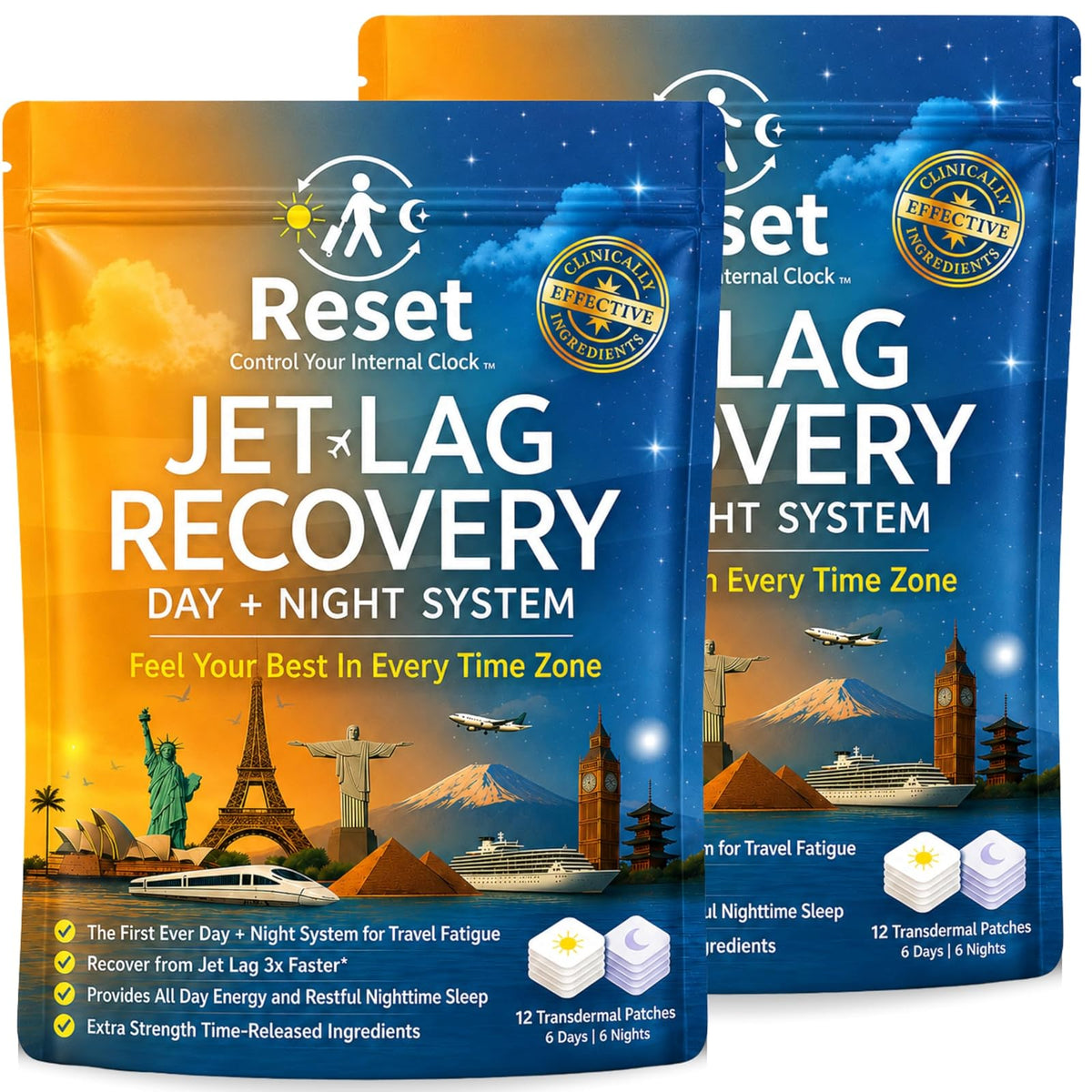 Reset Jet Lag patches for travel