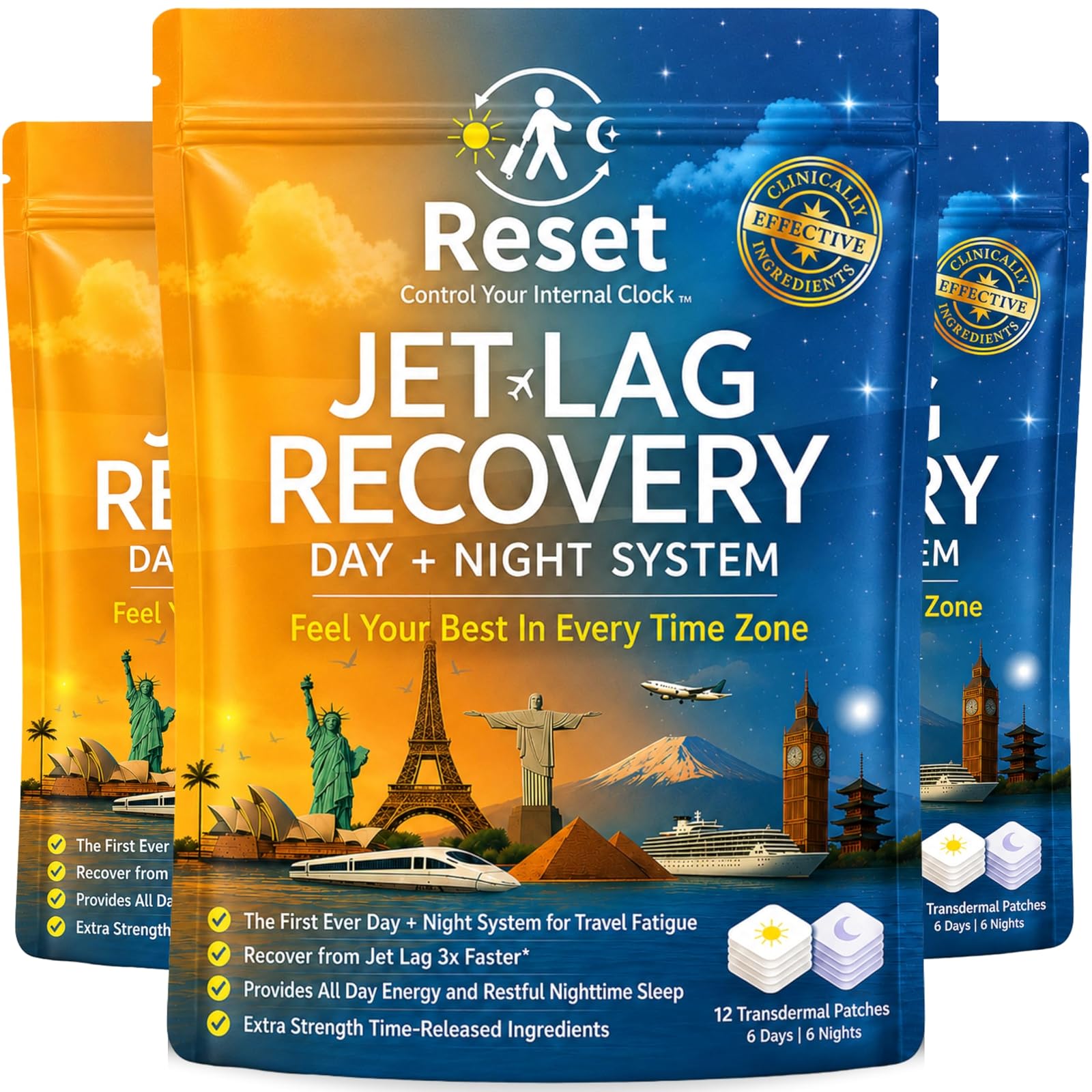 Reset jet lag recovery patches