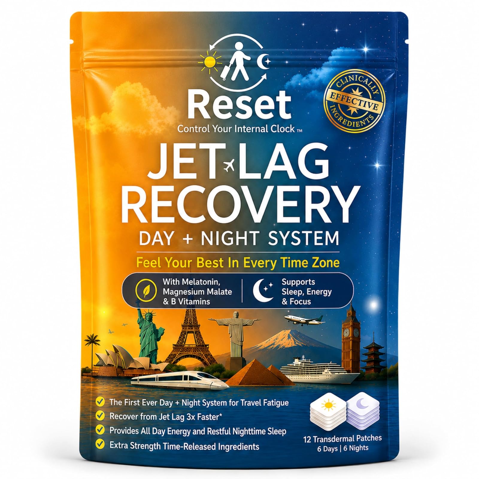Reset multivitamins for jet lag recovery