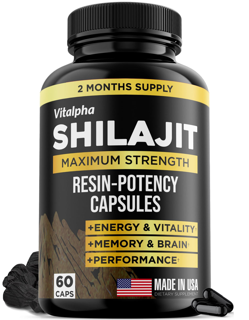 Resin Shilajit capsules for vitality
