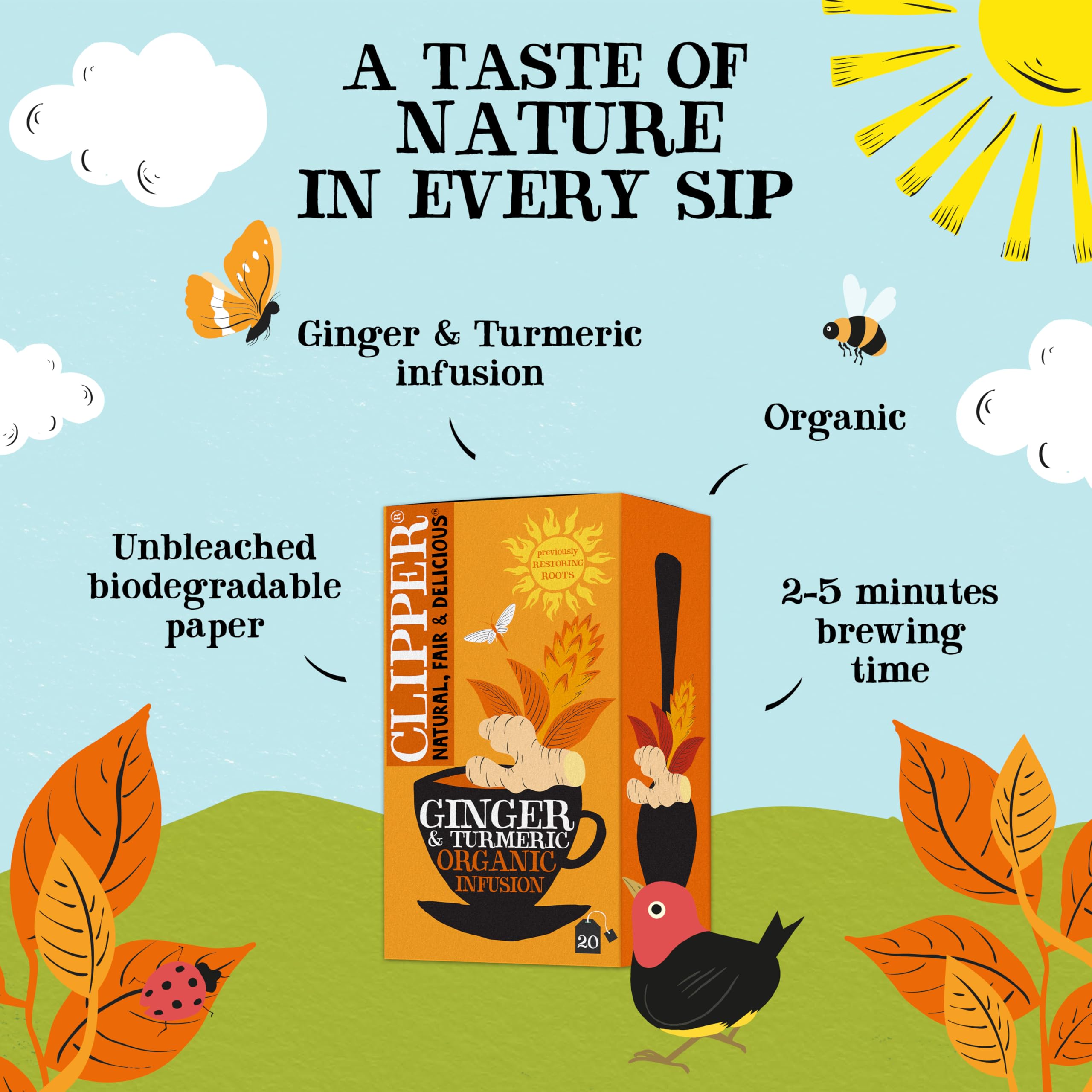 Restoring roots ginger tea bags