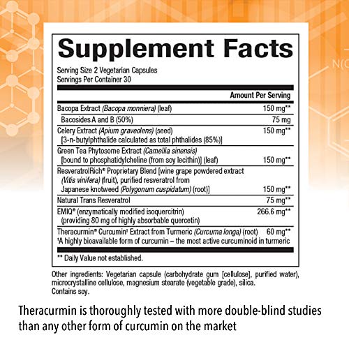 Resveratrol and curcumin for cognition