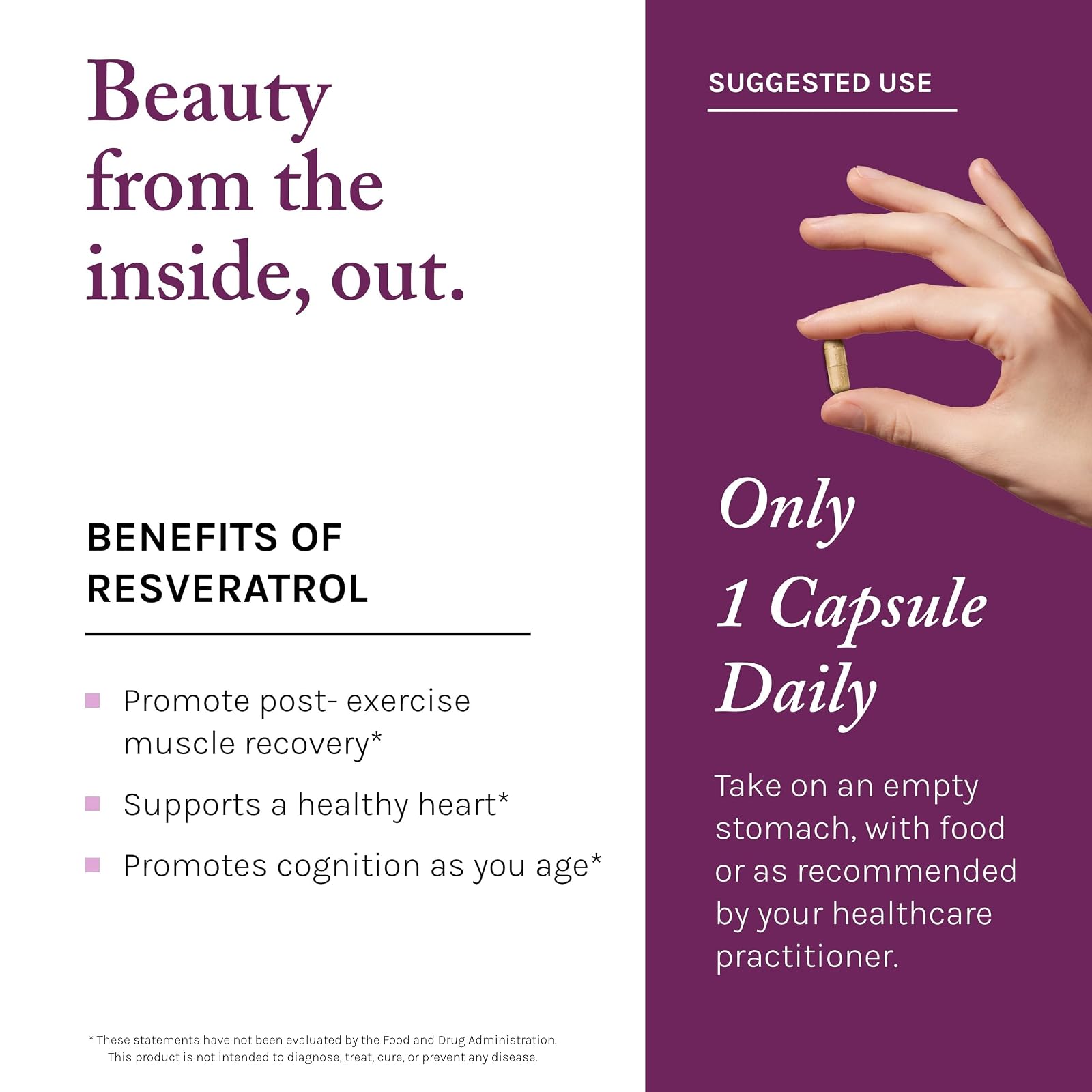 Resveratrol capsules for anti-aging benefits