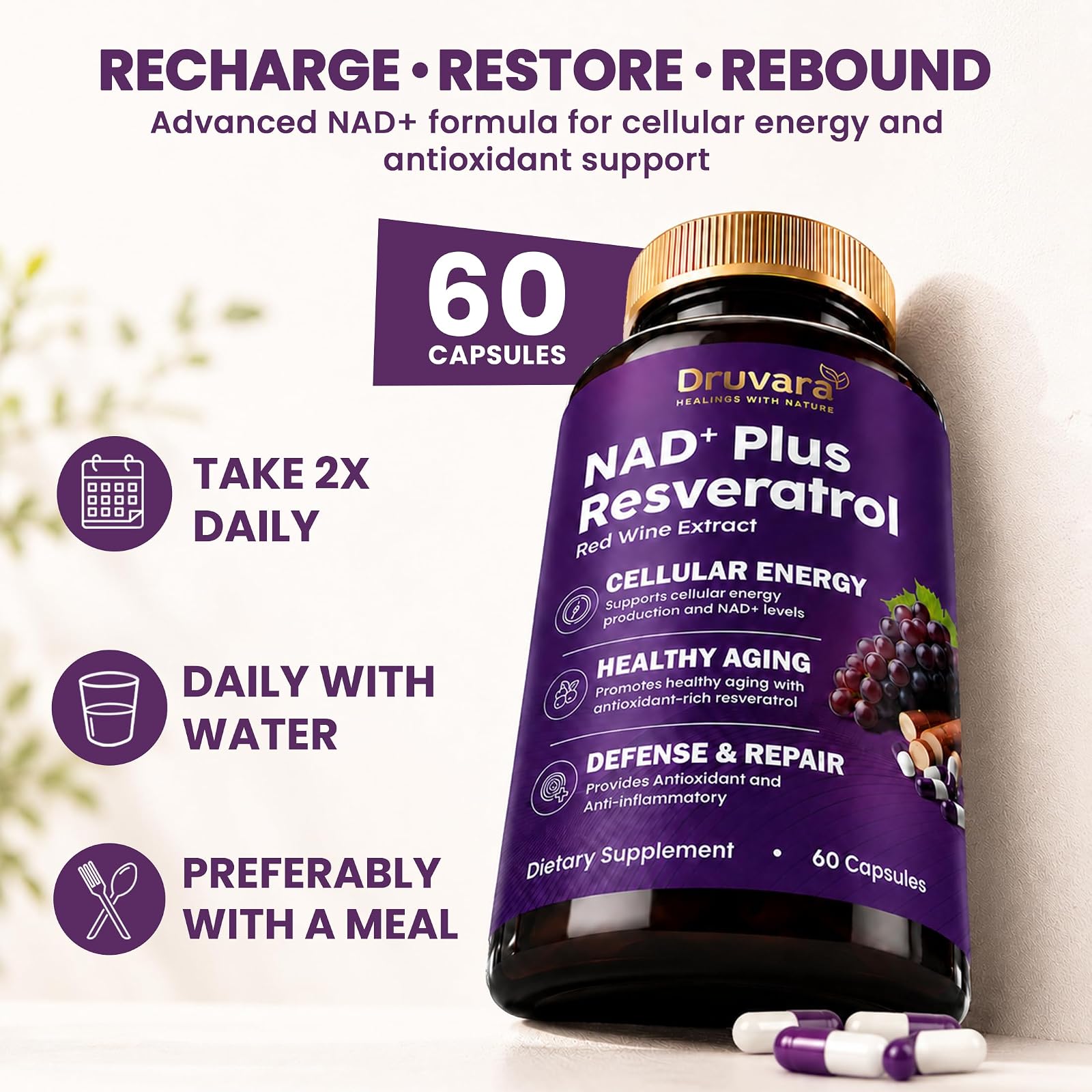 Resveratrol capsules for daily wellness