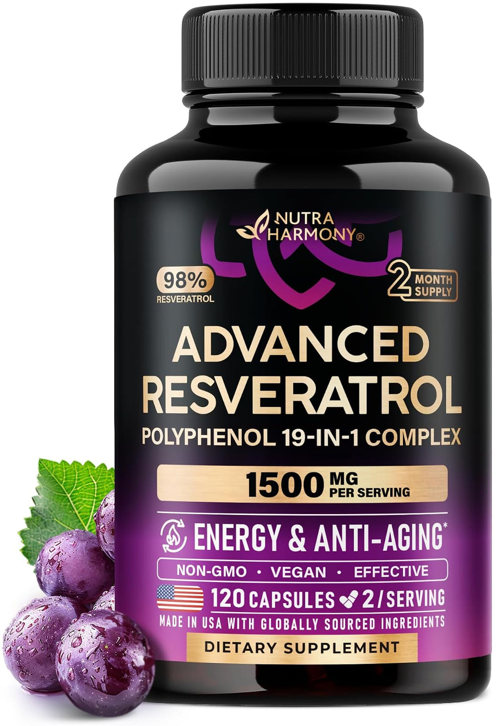 Resveratrol capsules for heart health