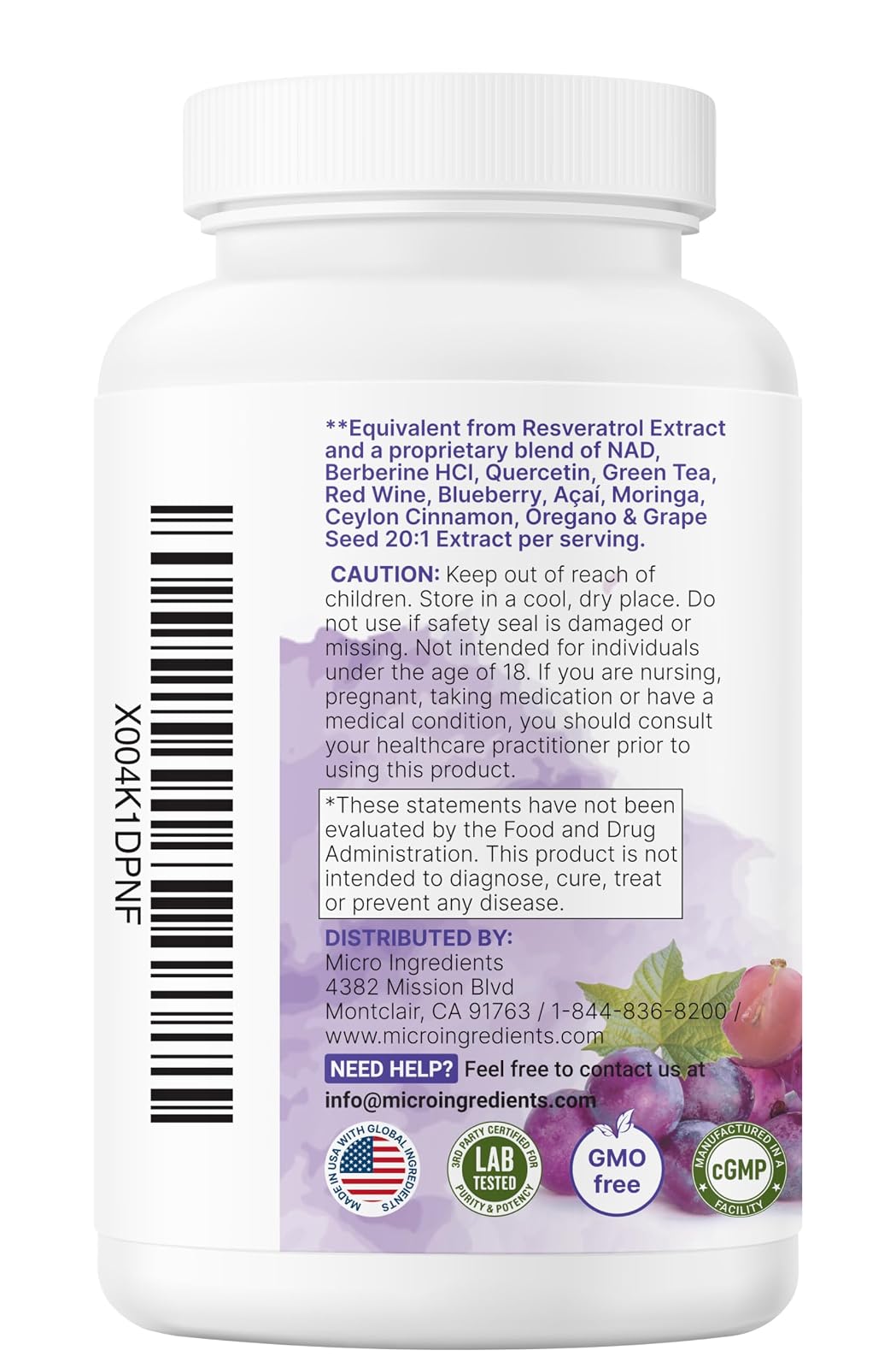Resveratrol capsules for immune support