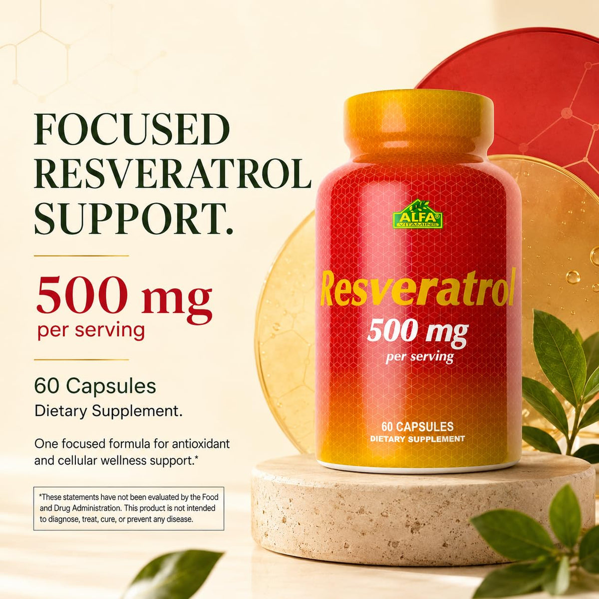Resveratrol capsules for immune support