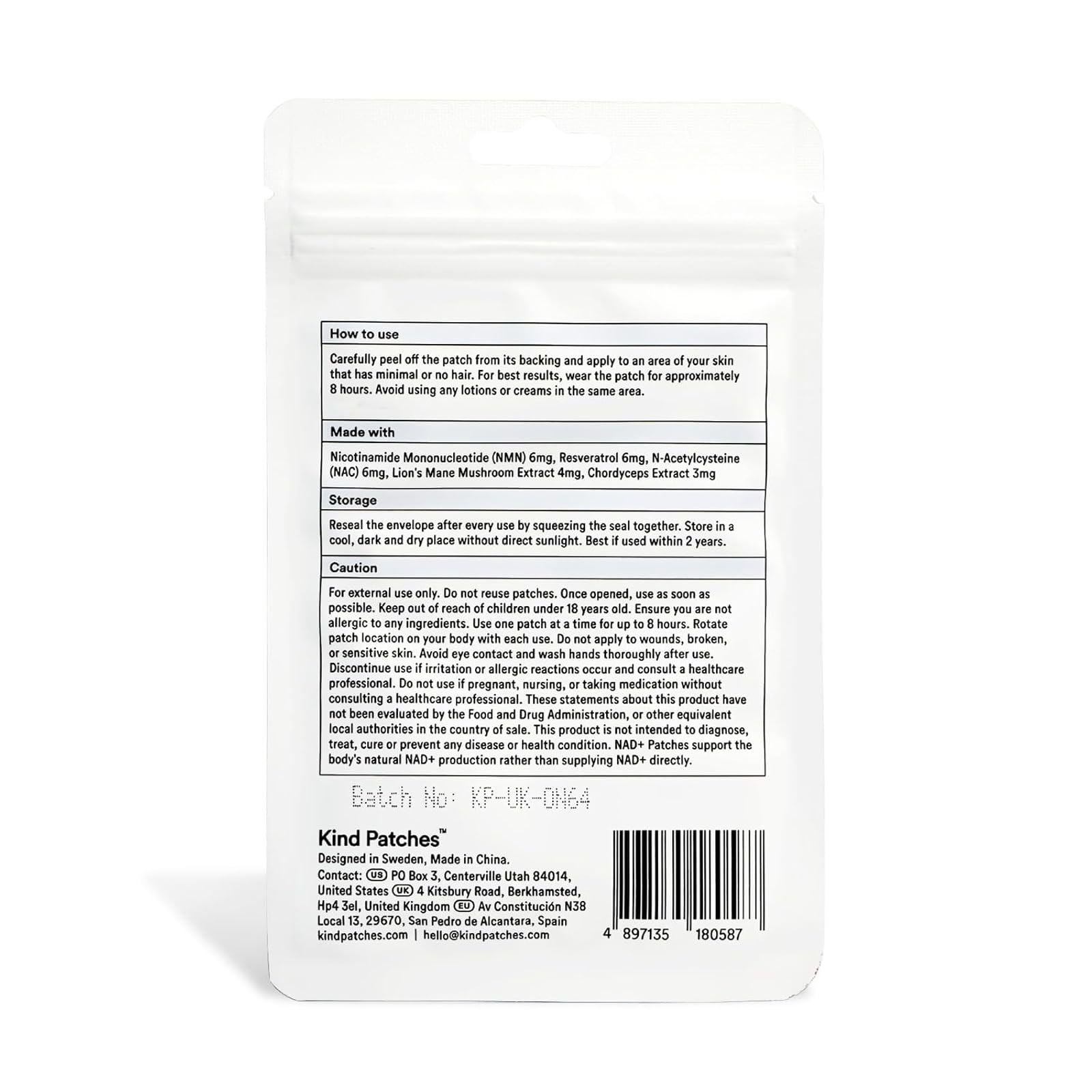 Resveratrol patches for enhanced vitality