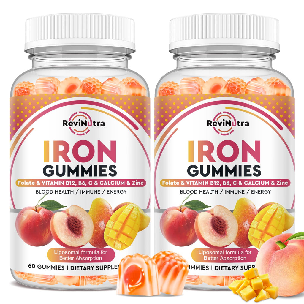 ReviNutra iron supplement gummies peach mango