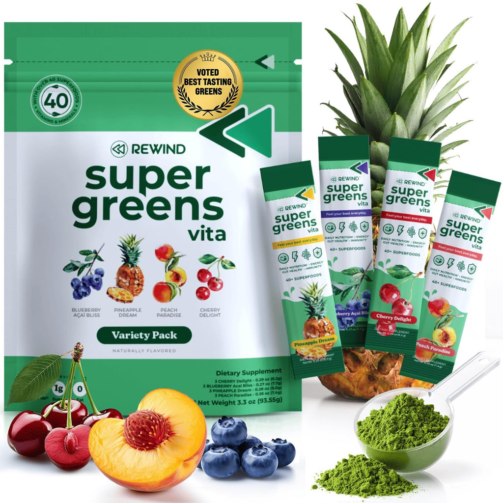 Rewind Super Greens Powder variety pack