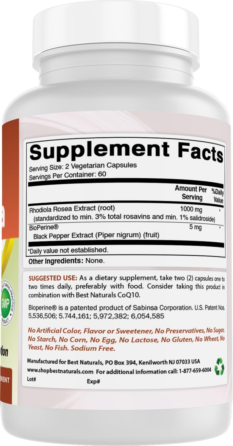 Rhodiola capsules for mental clarity