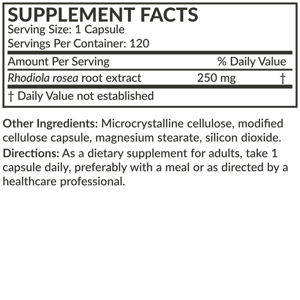 Rhodiola Rosea capsules for daily vitality