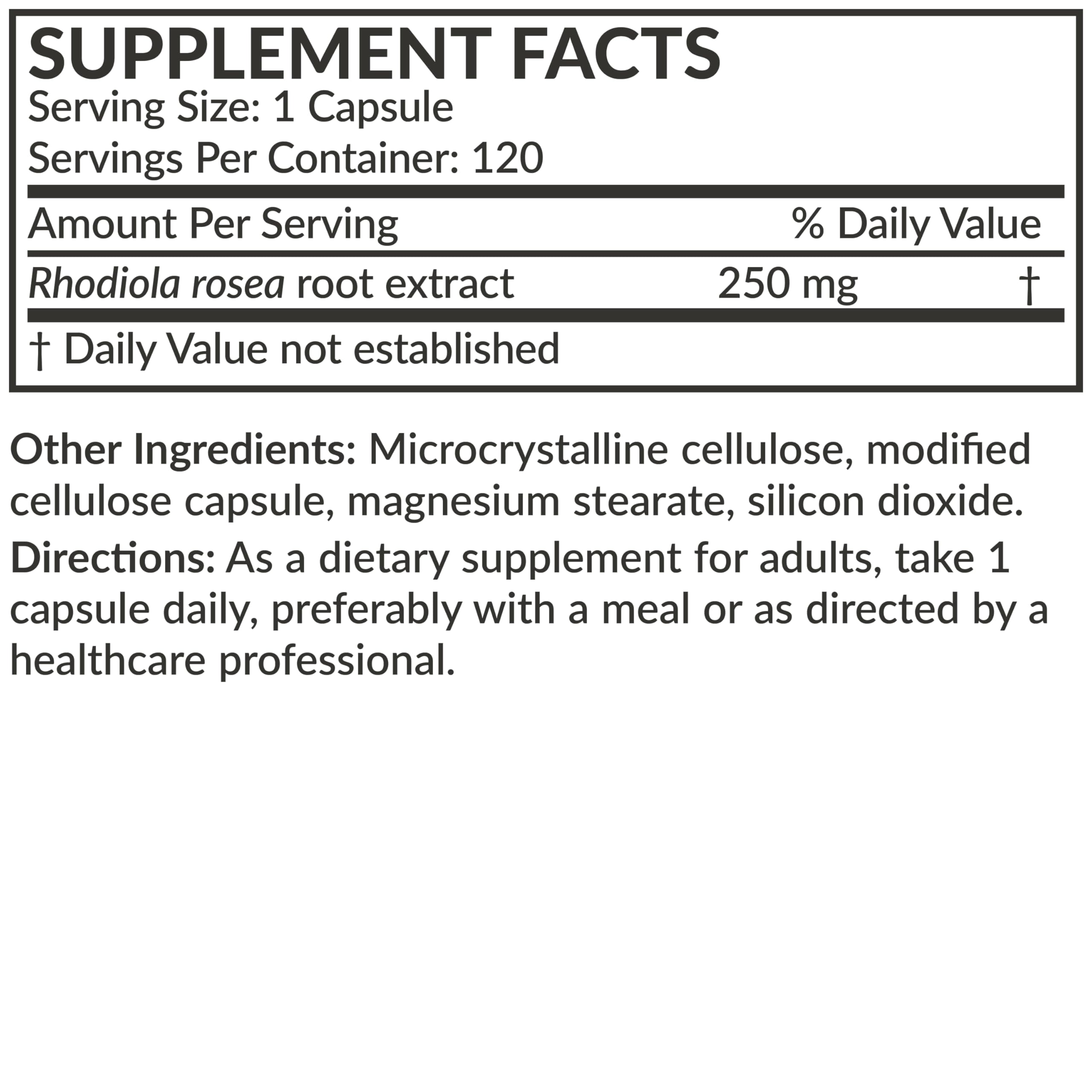 Rhodiola Rosea capsules for daily vitality