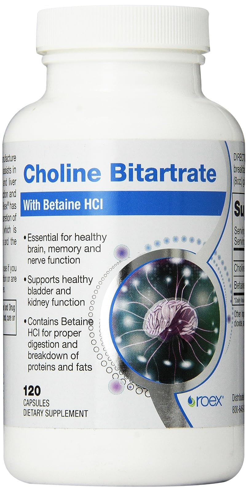 Roex Choline Bitartrate capsules for brain health
