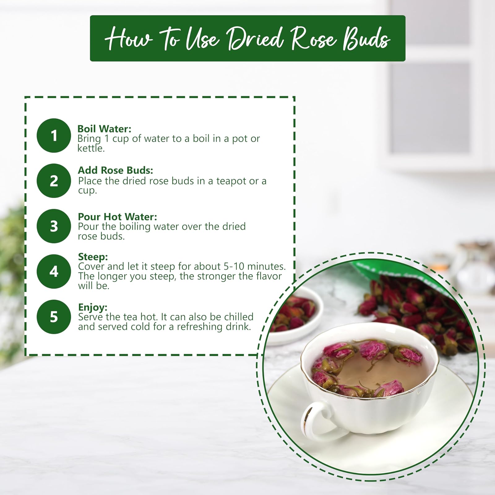 rose buds for green tea extract blends