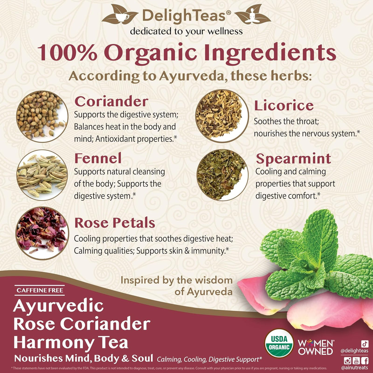 rose coriander tea for wellness