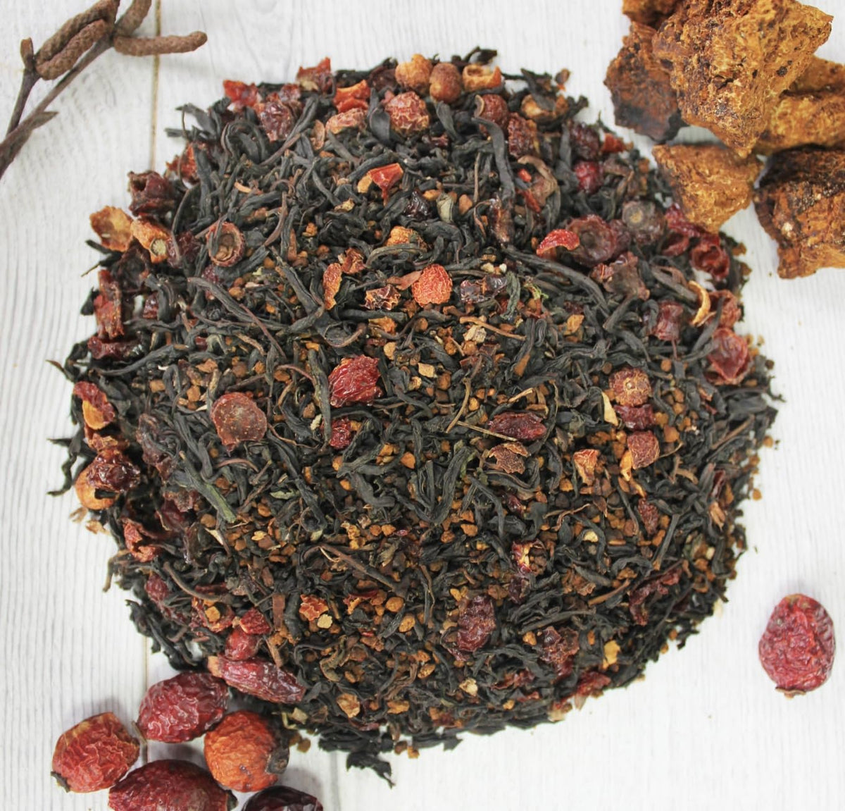 Rosehip infused Chaga tea bags