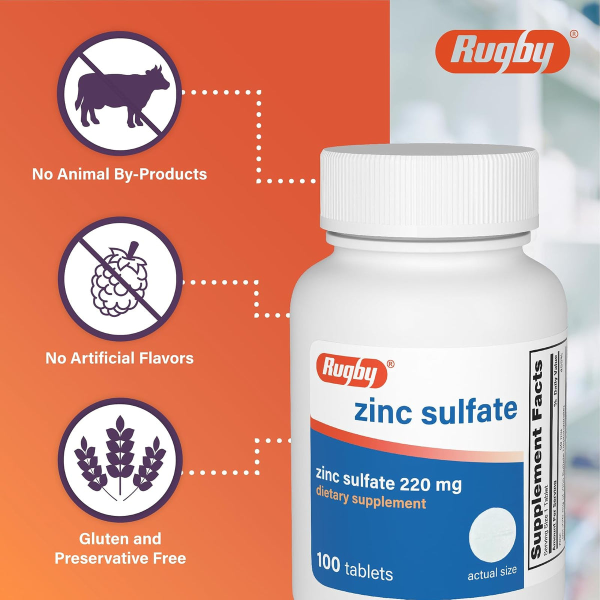 Rugby zinc tablets for daily wellness