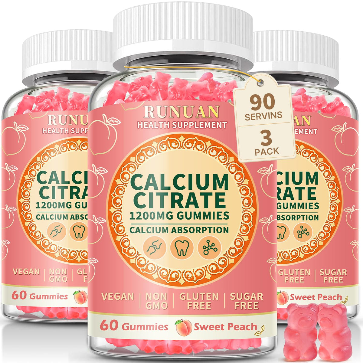 RUNUAN calcium citrate gummies for strong bones