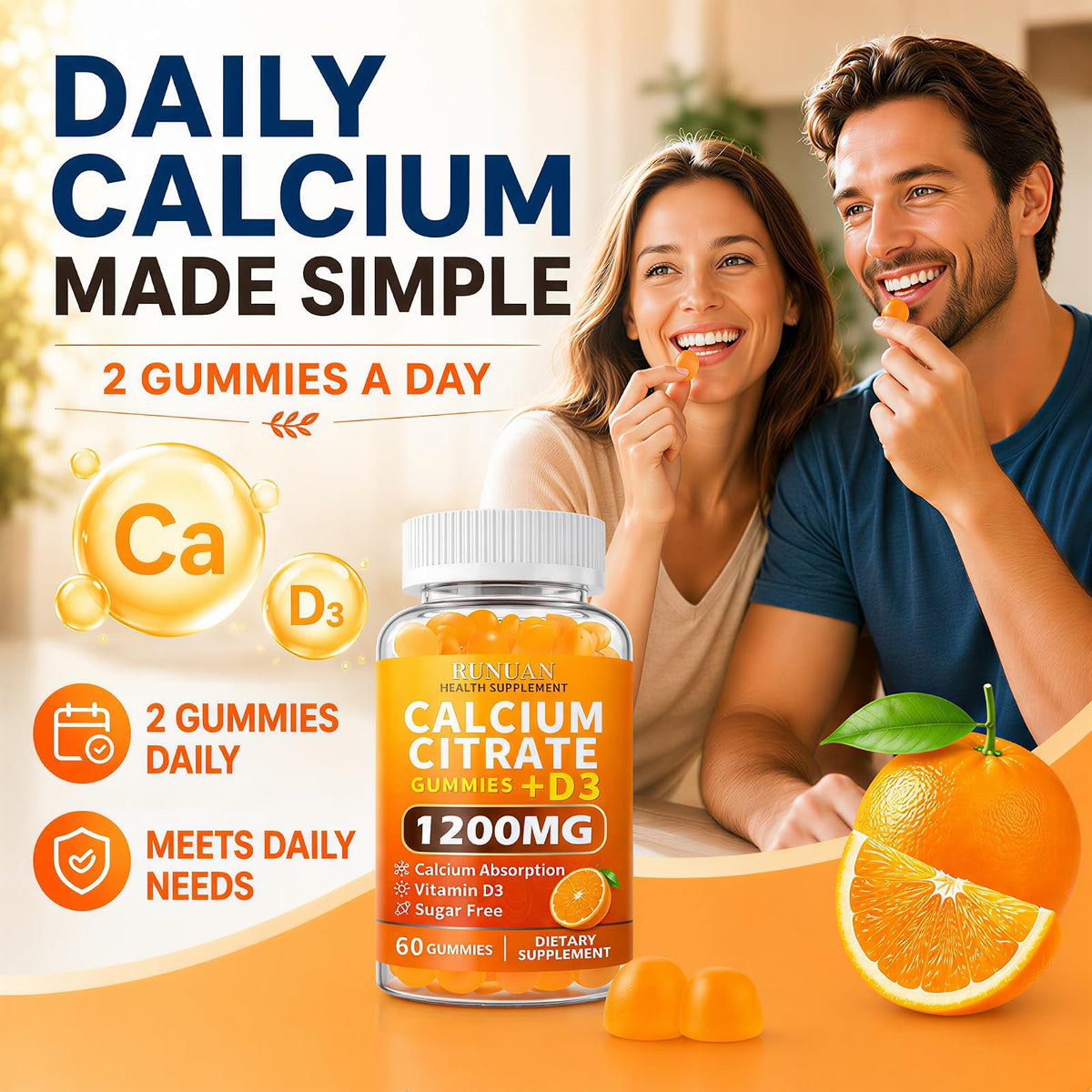 RUNUAN gummies for calcium and vitamin D