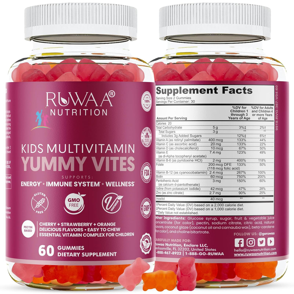RUWAA NUTRITION kids multivitamin gummies for healthy growth