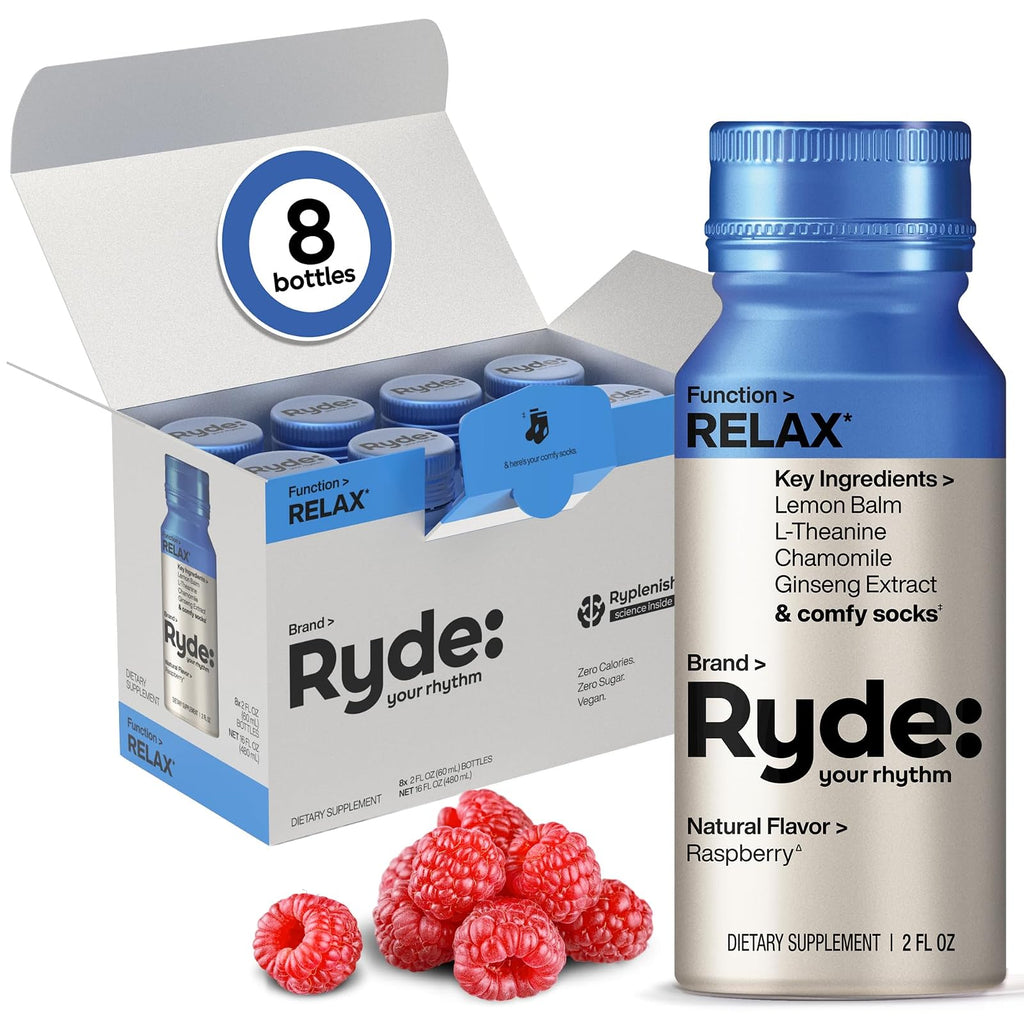 RYDE Relax Shot raspberry multivitamins