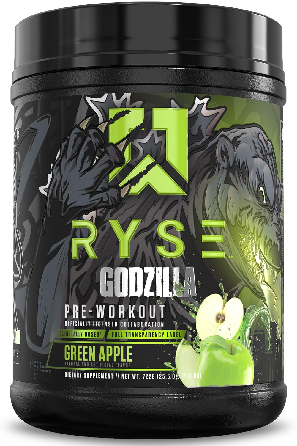 RYSE pre-workout green apple flavor