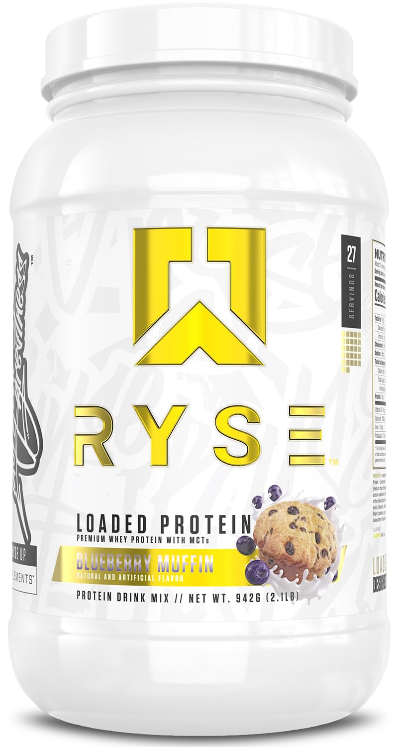 RYSE whey protein blueberry muffin flavour